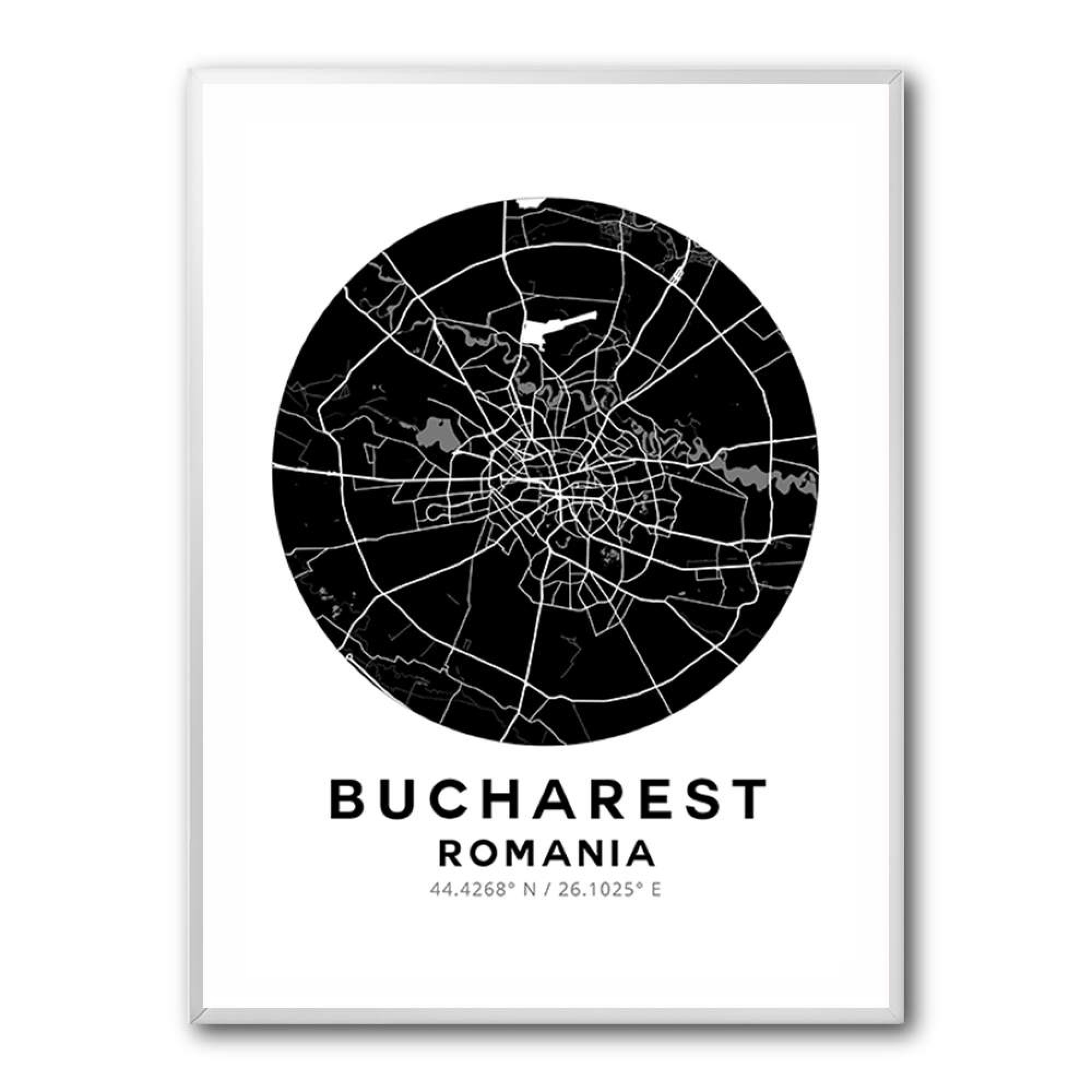 Bucharest Map Round Style Wall Art